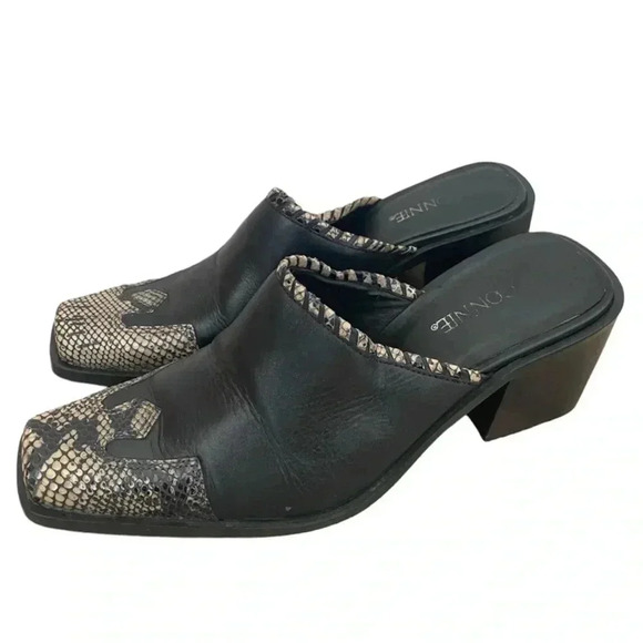 Connie | Shoes | Connie Womens Leather Square Toe Western Mules Block ...